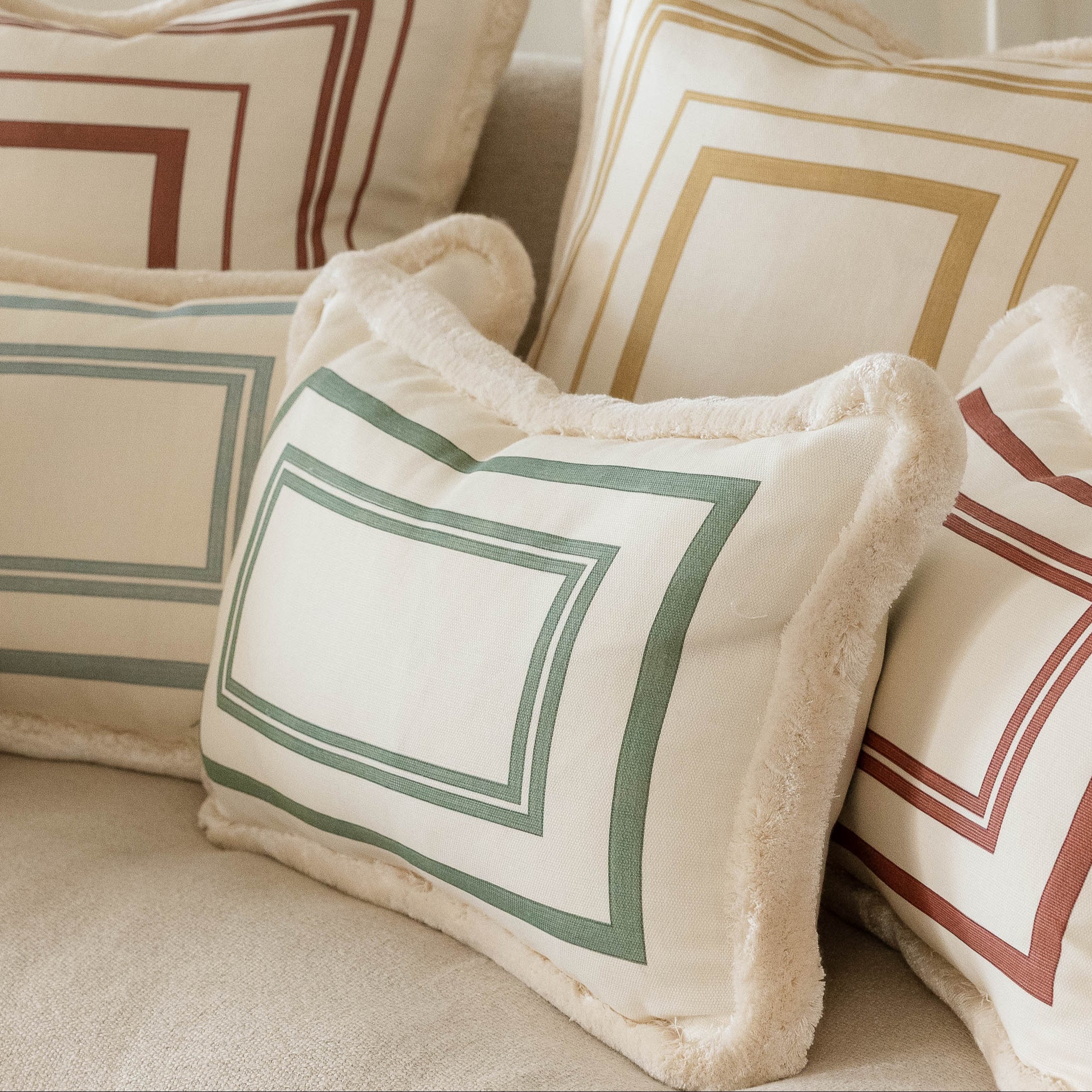 Verde Border Cushions with Velvet Piping – Lucy Montgomery